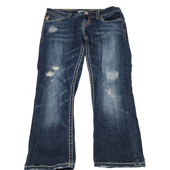 Mek Denim | Jeans | Mek Denim Veracruz Capri Distressed Patches Womens ...